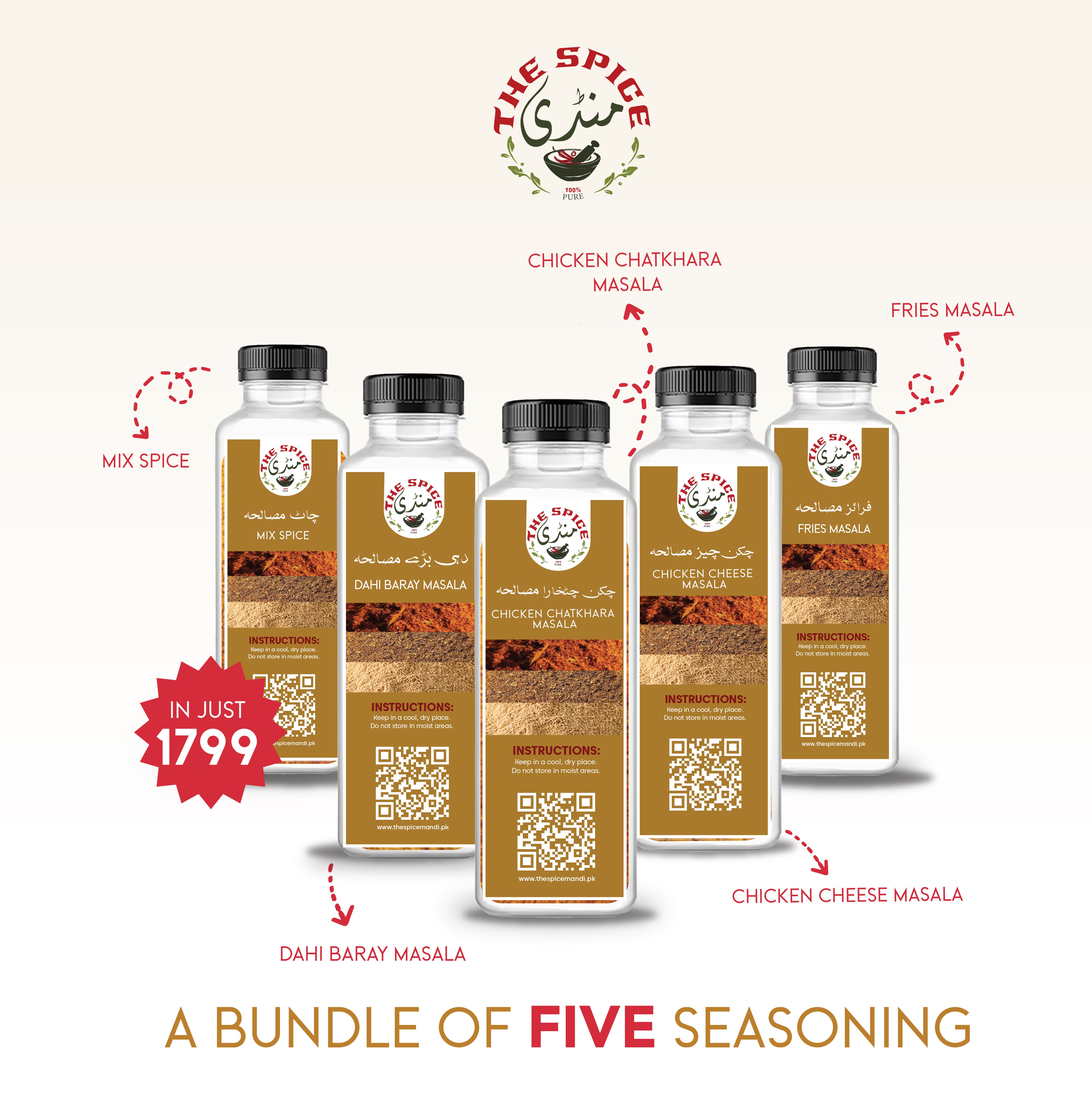 Five Masala Bundle |100 Grams Each | Free Delivery – The Spice Mandi